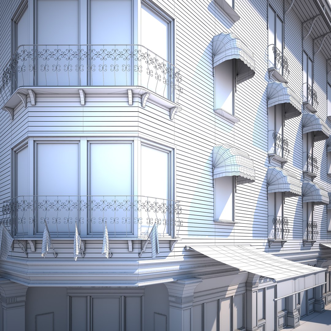 Corner Building Pub Restaurant 3d Model