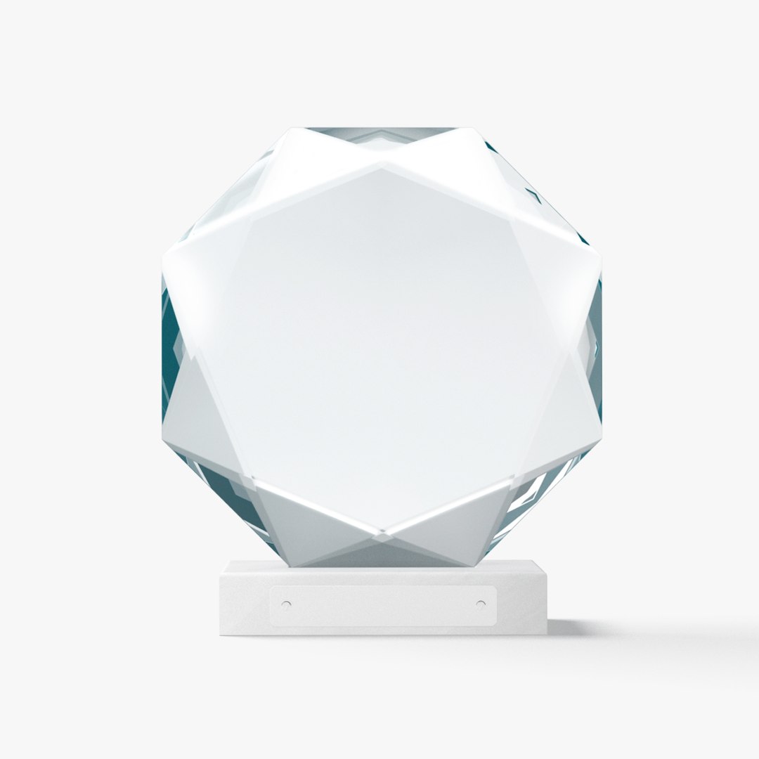 Octagon Glass Award Trophy - crystal plaque trophies 3D model ...