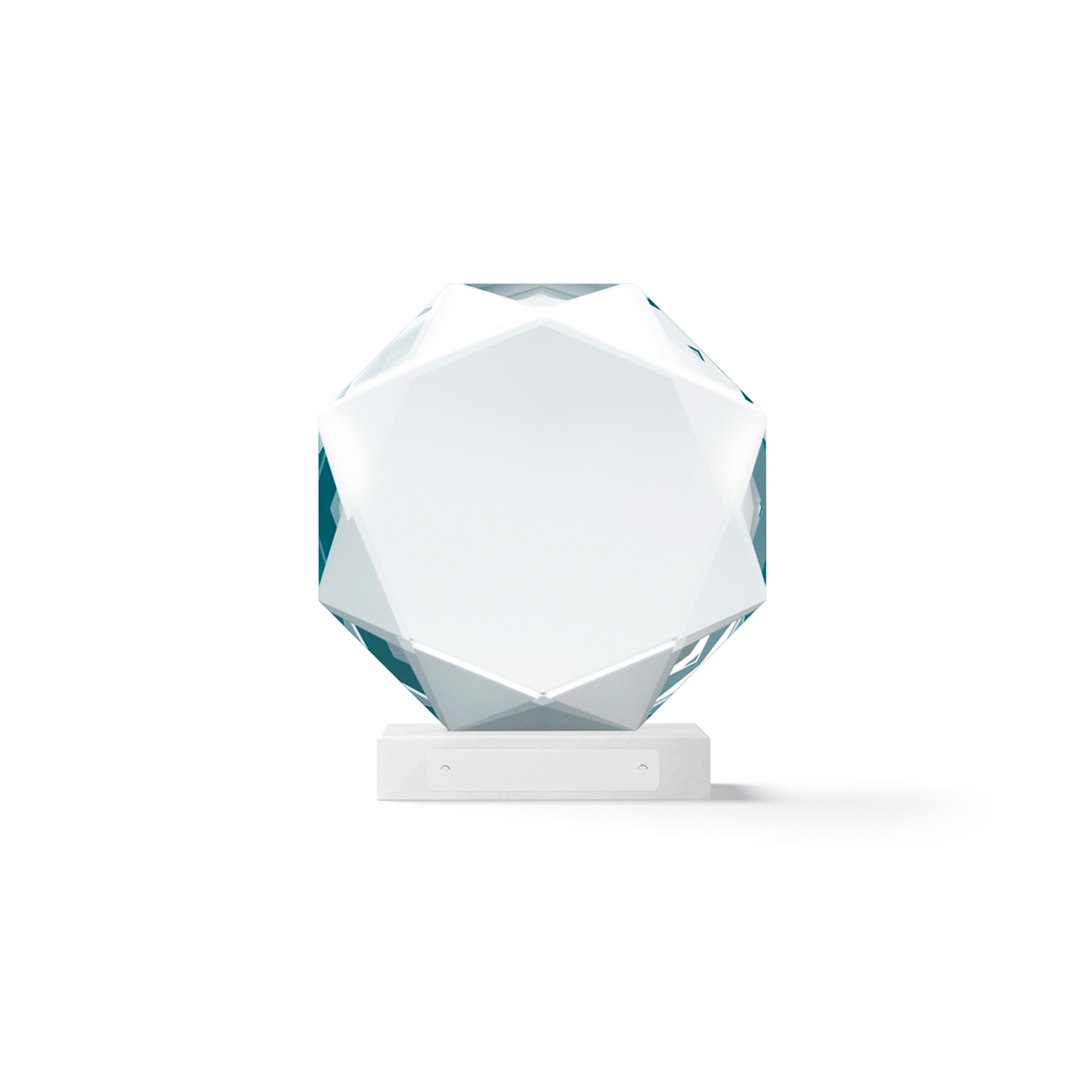 Octagon Glass Award Trophy - Crystal Plaque Trophies 3D Model ...