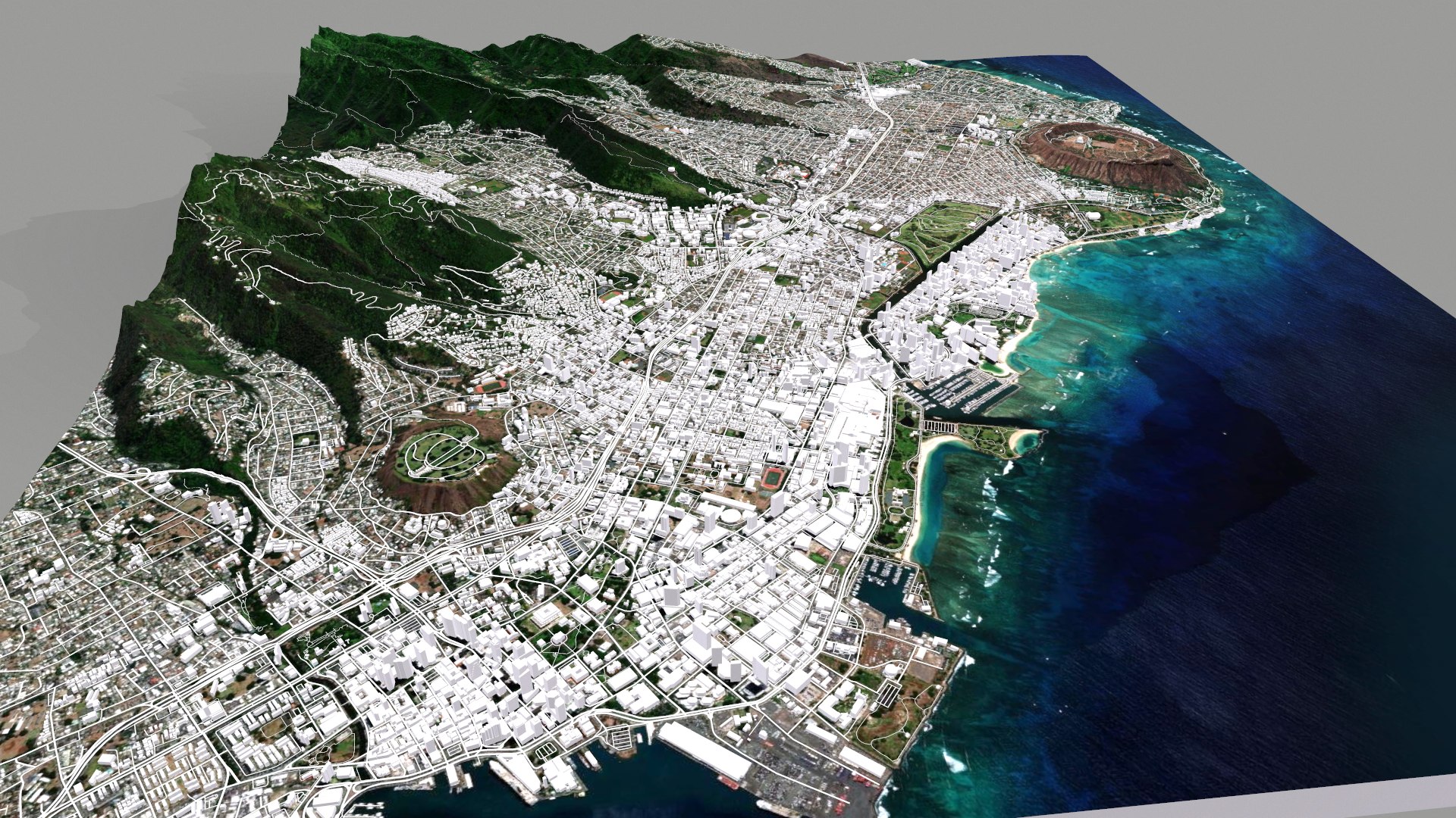 3D Cityscape Honolulu Hawaii - TurboSquid 1944342