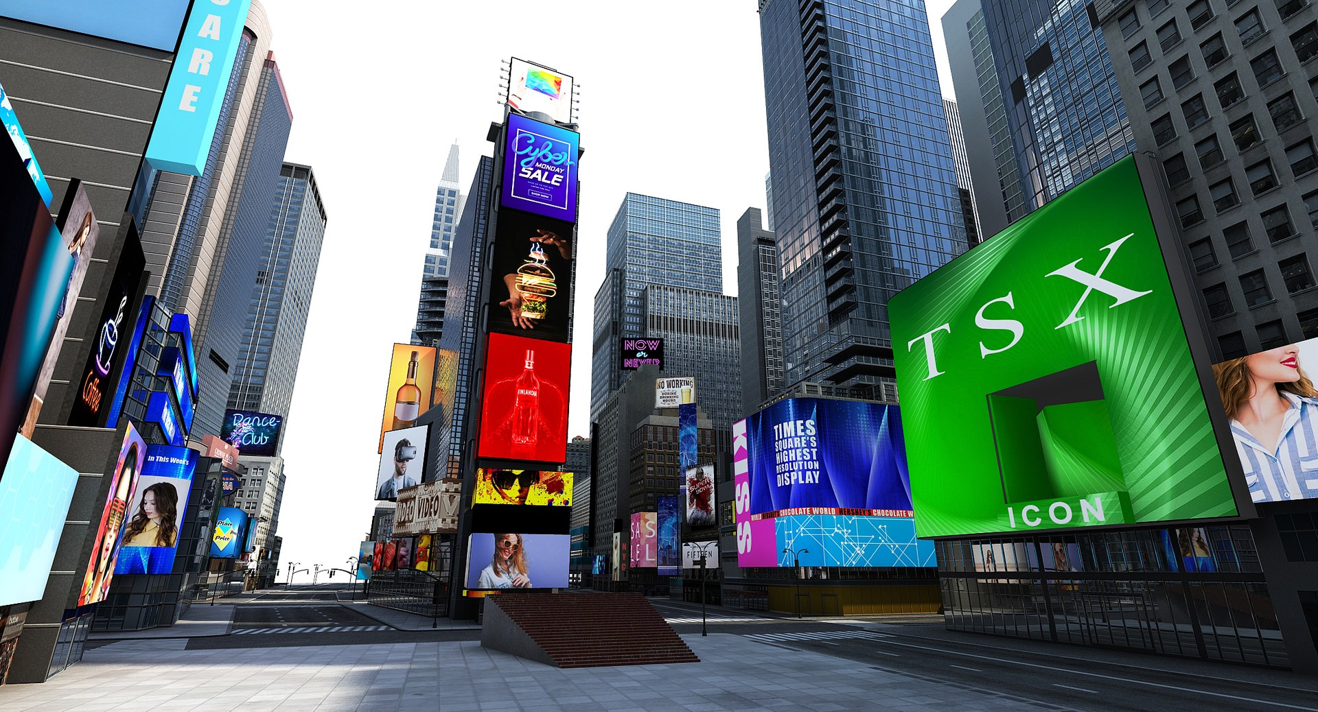 Manhattan District Times Square B Low Poly 3D Model - TurboSquid 2209934