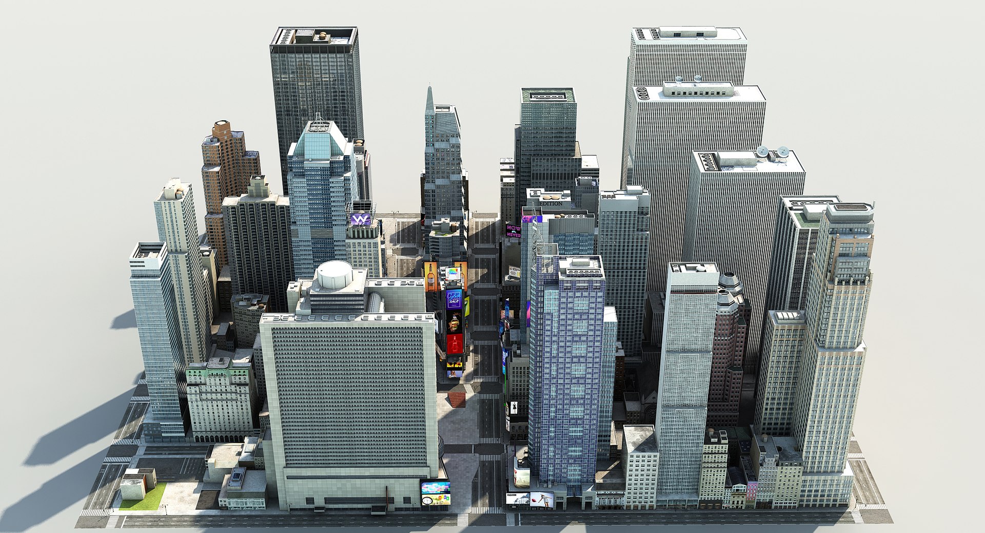 Manhattan District Times Square B Low Poly 3D Model - TurboSquid 2209934
