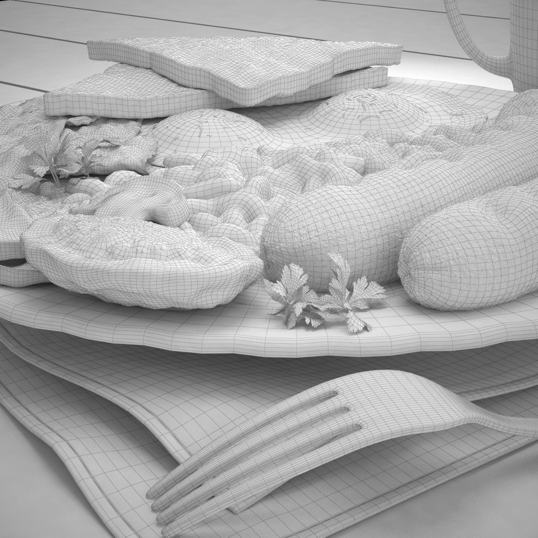 3D English Breakfast Model - TurboSquid 1312643