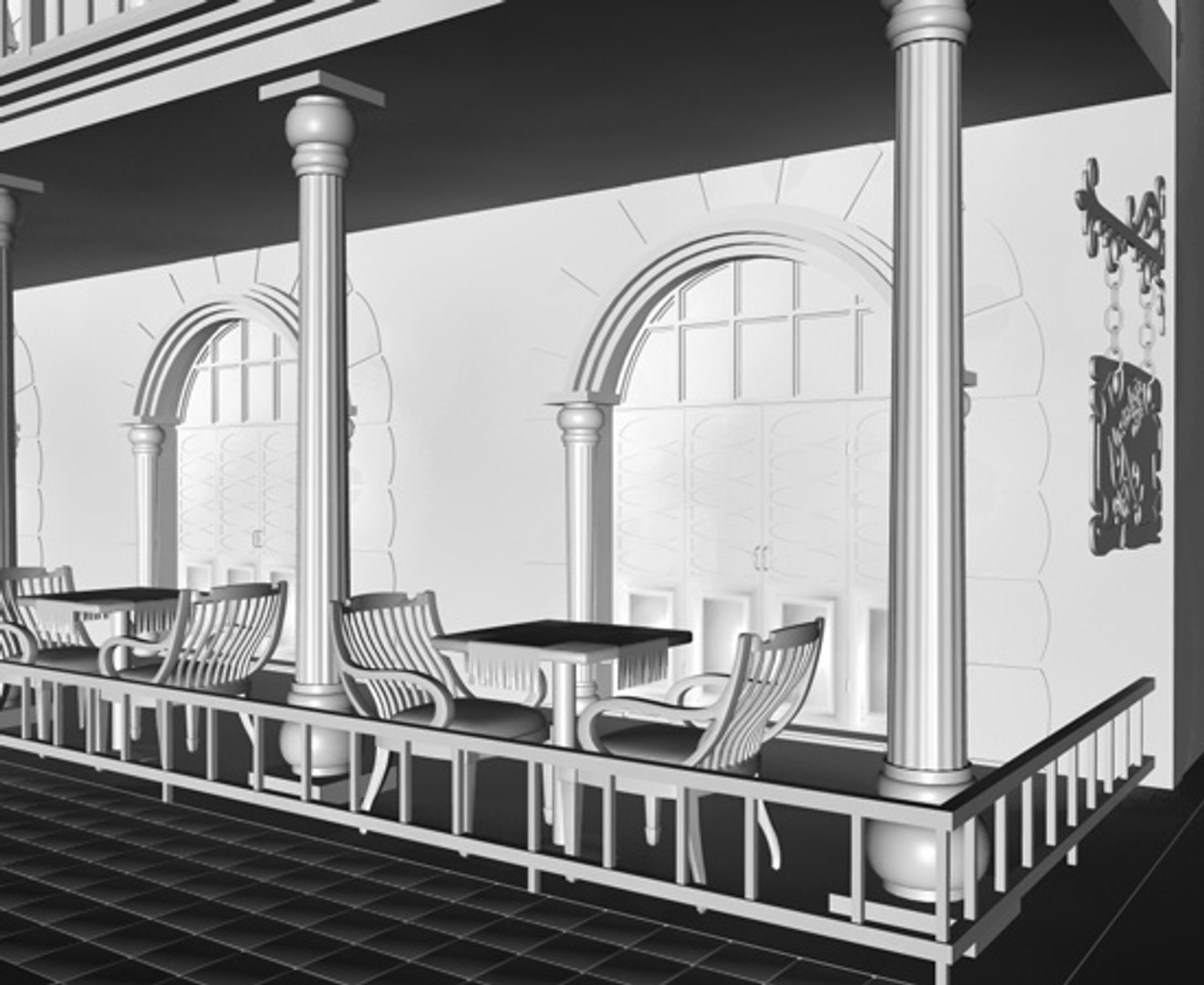 Cafe Cafeteria 3d Model