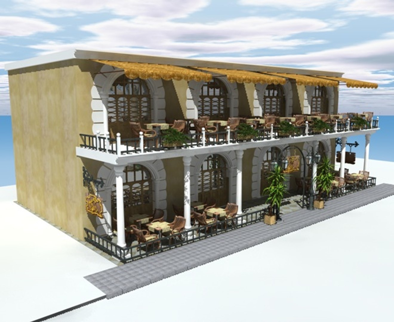 Cafe Cafeteria 3d Model