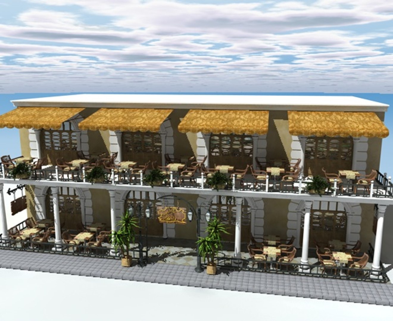 Cafe Cafeteria 3d Model