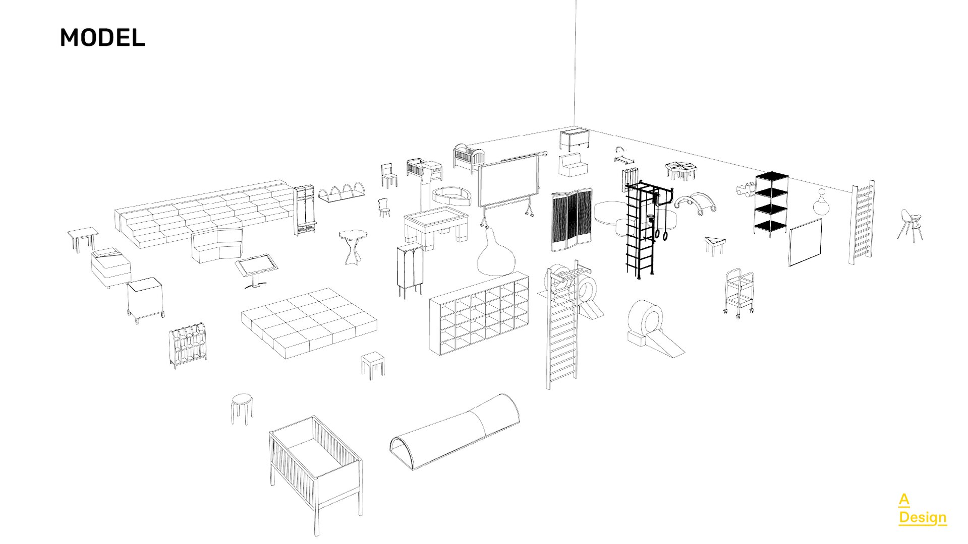 Equipment For Kindergarten And Childrens Rooms - Pack Of Revit Families ...