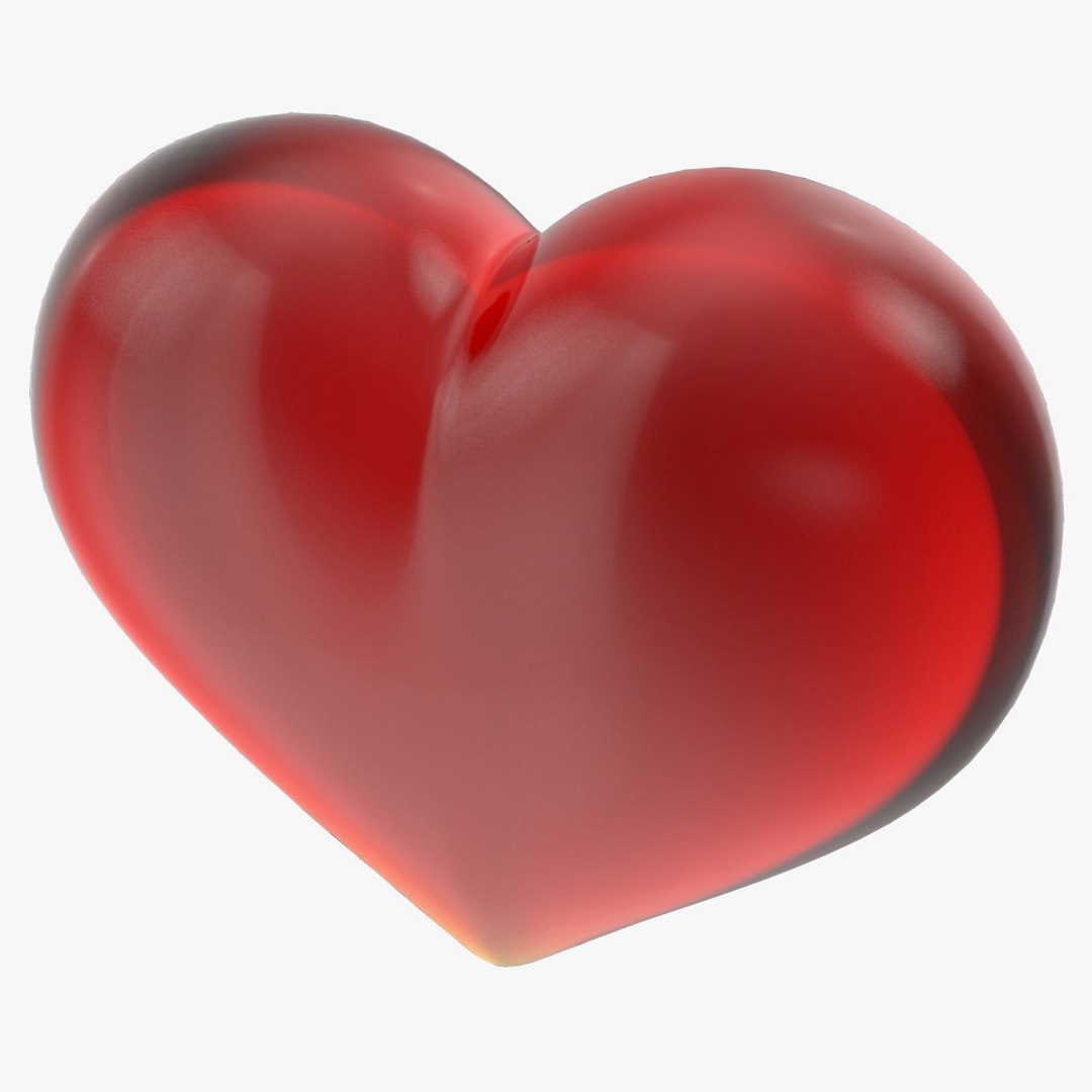 3d Max Heart Glass Red V3