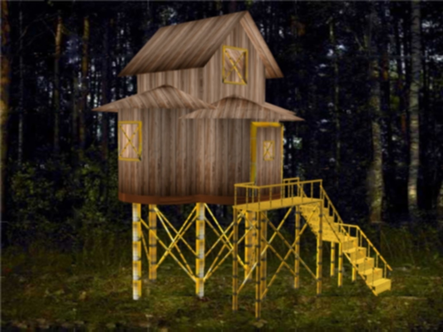 3d hut wooden