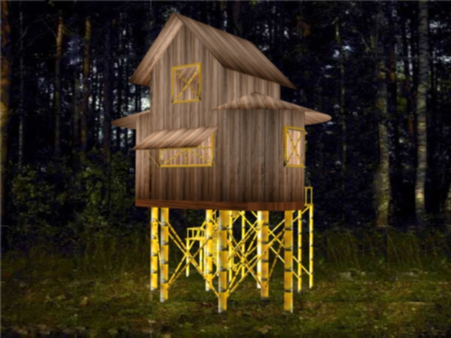 3d hut wooden