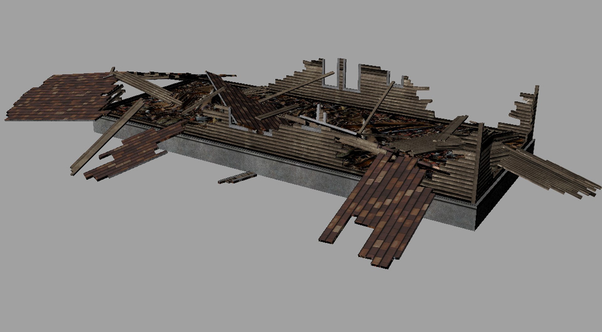 3d Model Of Destroyed House