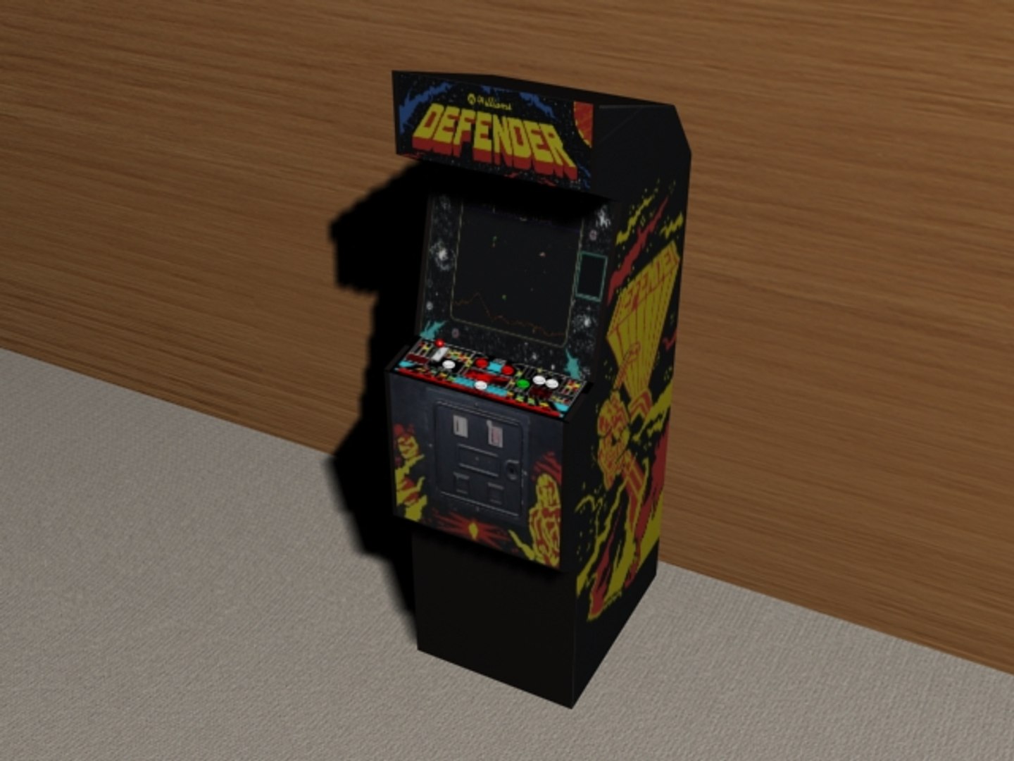 Defender Arcade Machine 3d Model