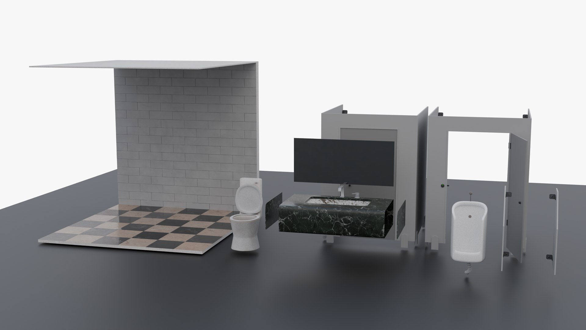 Modern Bathroom - Modular 3D Environment Model - TurboSquid 2413571