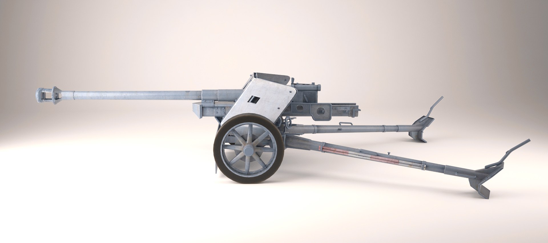 3d model 7 pak 40 gun
