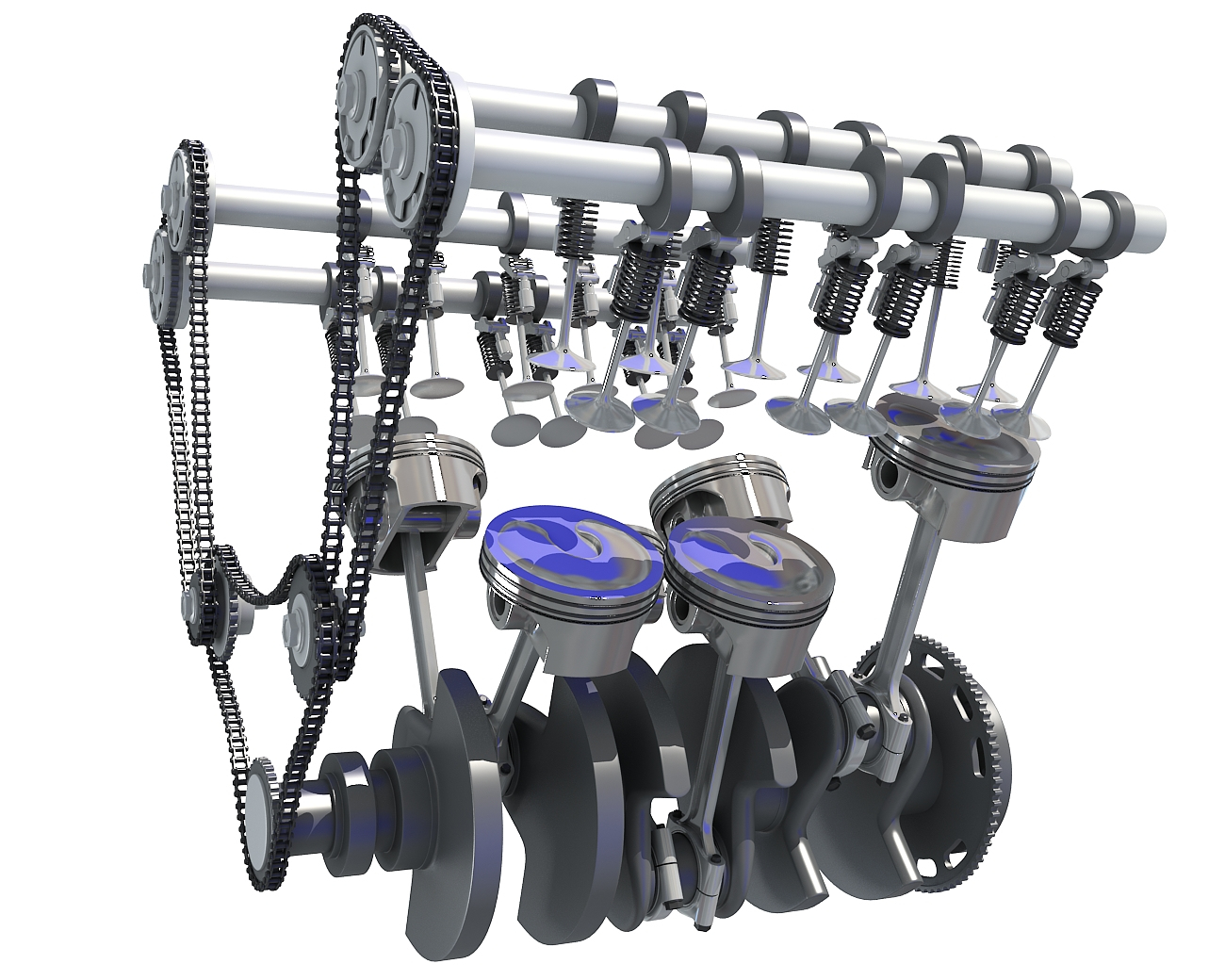 modelo 3d Motor V6 animado seccionado - TurboSquid 1345306