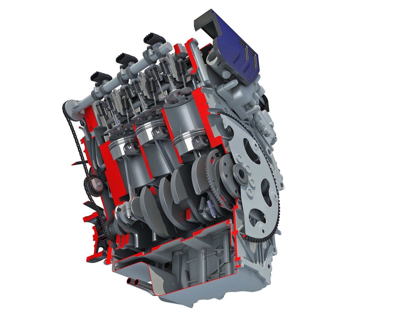 3D Sectioned V6 Engine Animation - TurboSquid 1345306