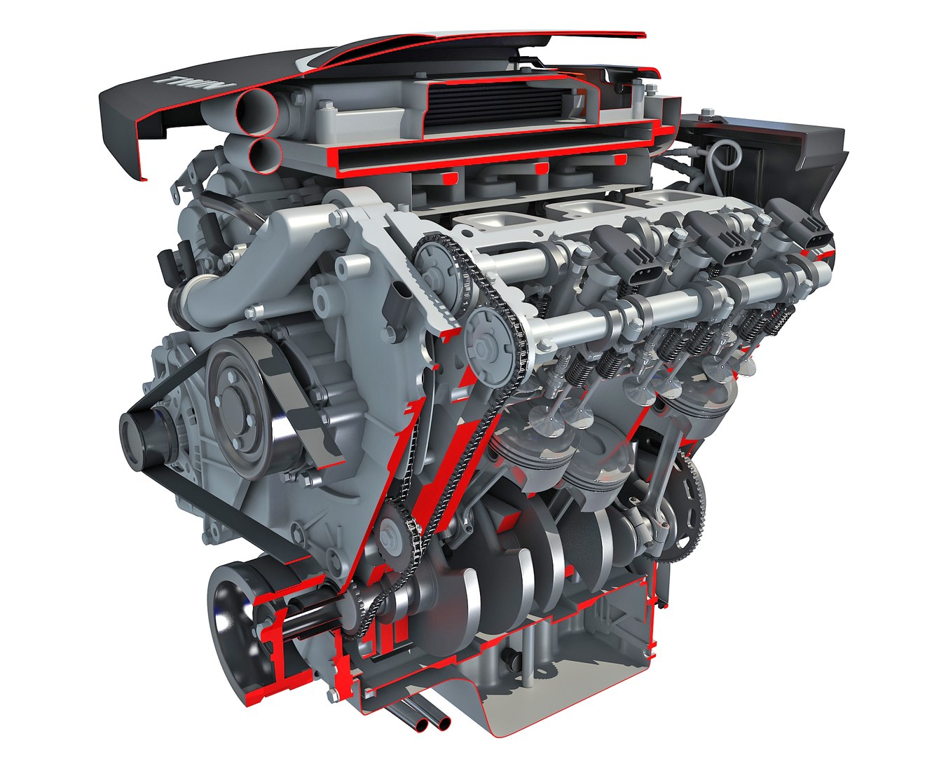 3D Sectioned V6 Engine Animation - TurboSquid 1345306