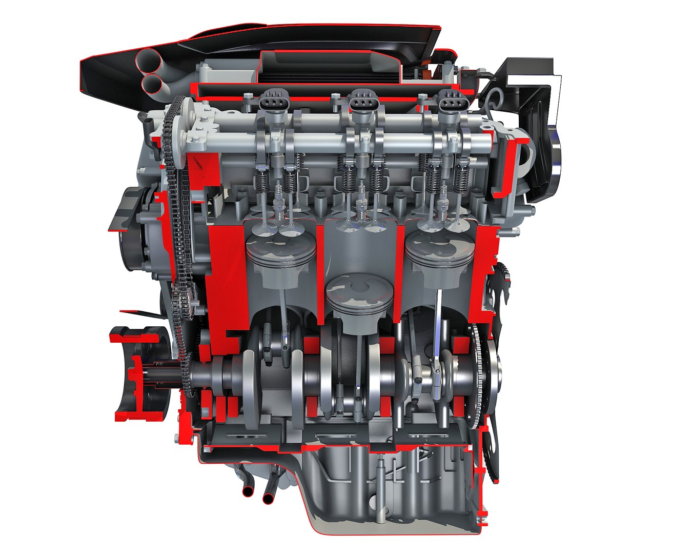 3D Sectioned V6 Engine Animation - TurboSquid 1345306