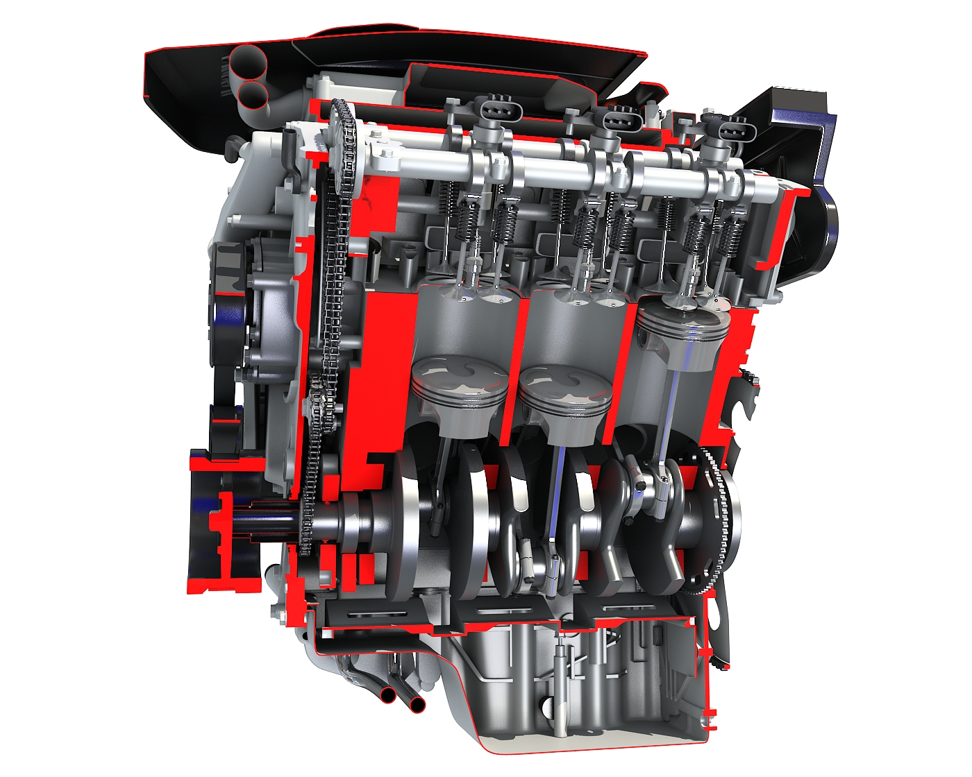 modelo 3d Motor V6 animado seccionado - TurboSquid 1345306