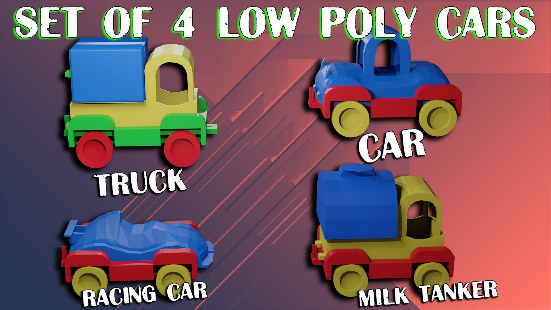 3D Model Cars Set Consists Milk Tanker - TurboSquid 1470250