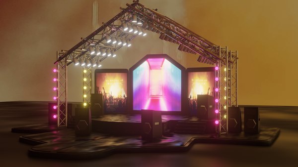 3D Entertainment Concert Event Stage 3D Model with Light model ...