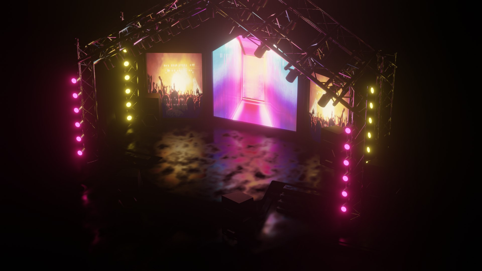 3D Entertainment Concert Event Stage 3D Model With Light Model ...
