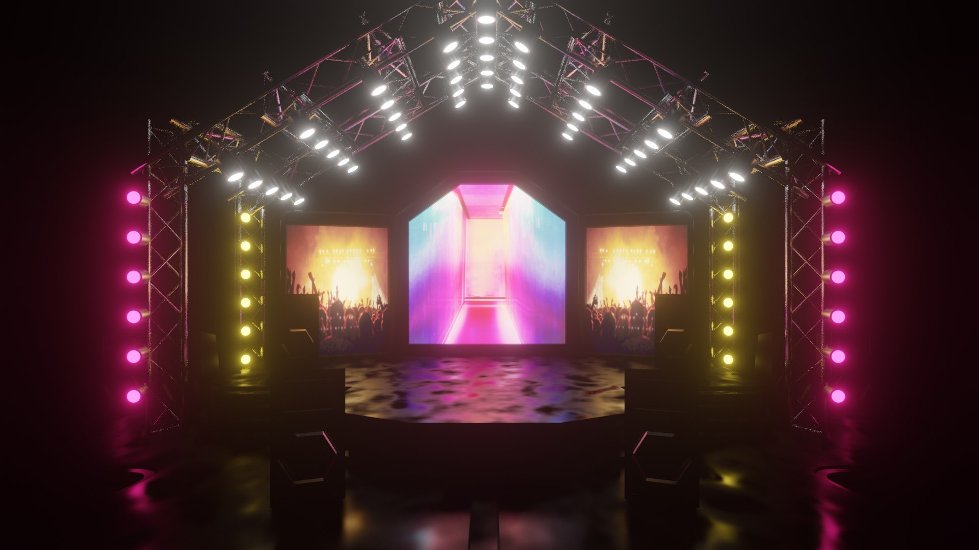 3D Entertainment Concert Event Stage 3D Model With Light Model ...