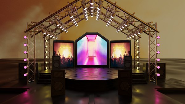 3D Entertainment Concert Event Stage 3D Model with Light model ...