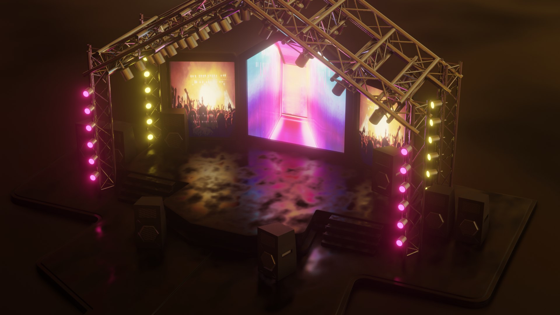 3D Entertainment Concert Event Stage 3D Model With Light Model ...