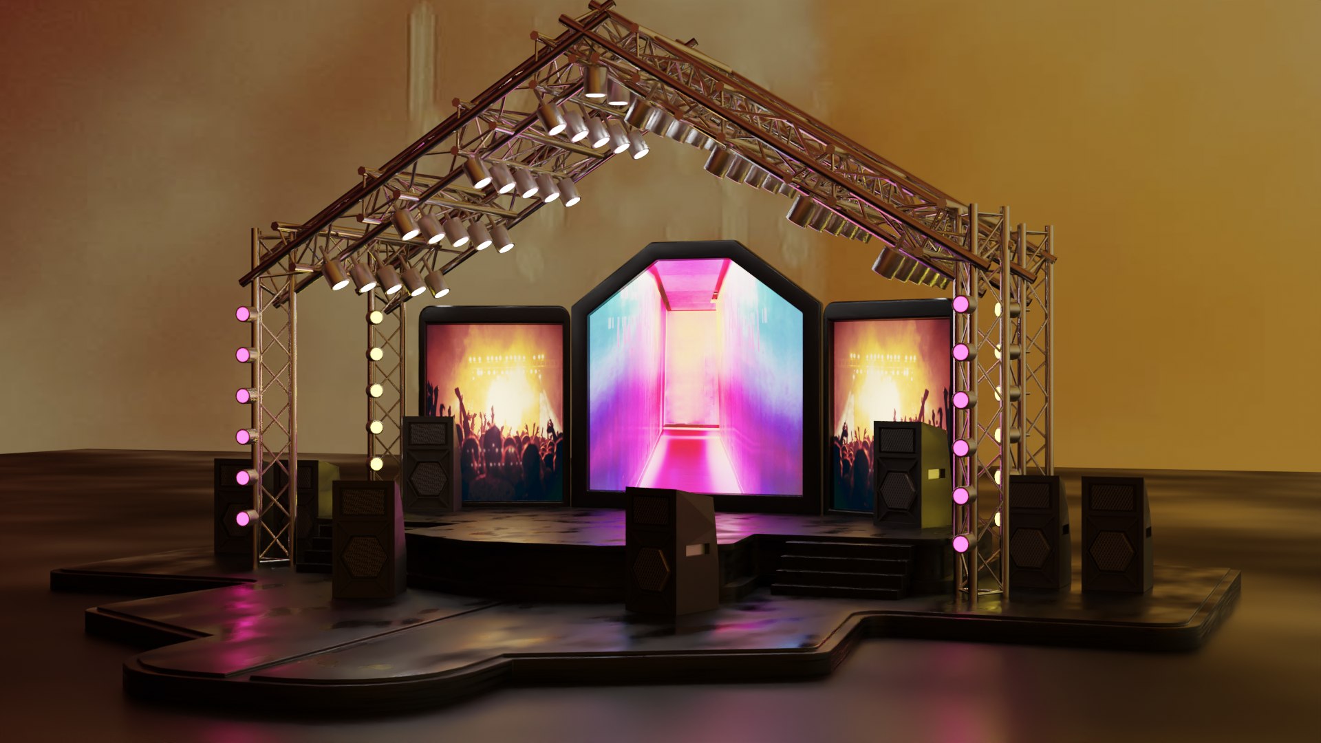 3D Entertainment Concert Event Stage 3D Model With Light Model ...
