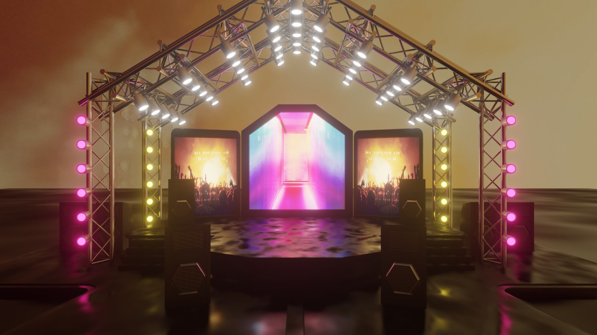 3D Entertainment Concert Event Stage 3D Model With Light Model ...