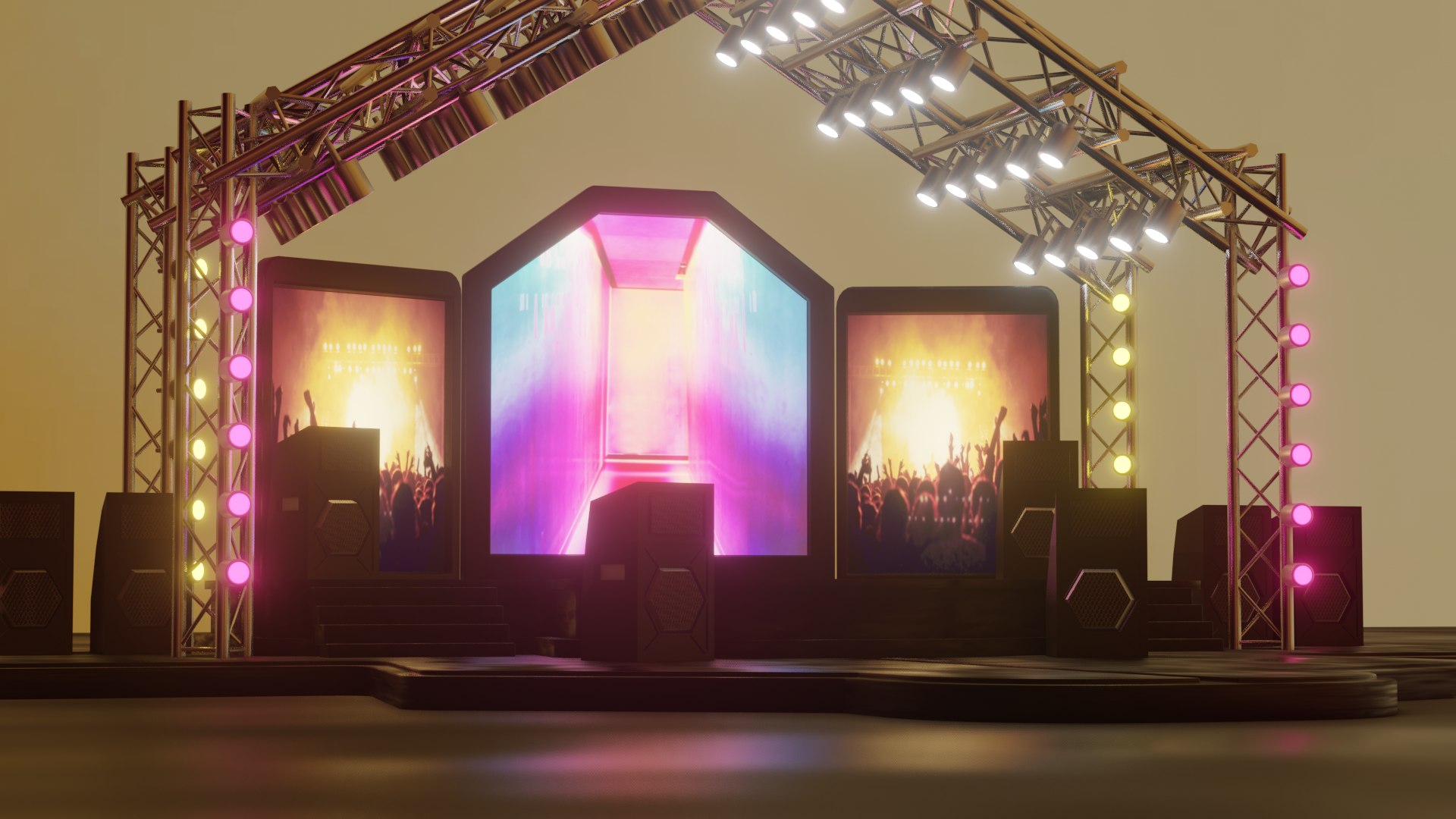 3D Entertainment Concert Event Stage 3D Model With Light Model ...