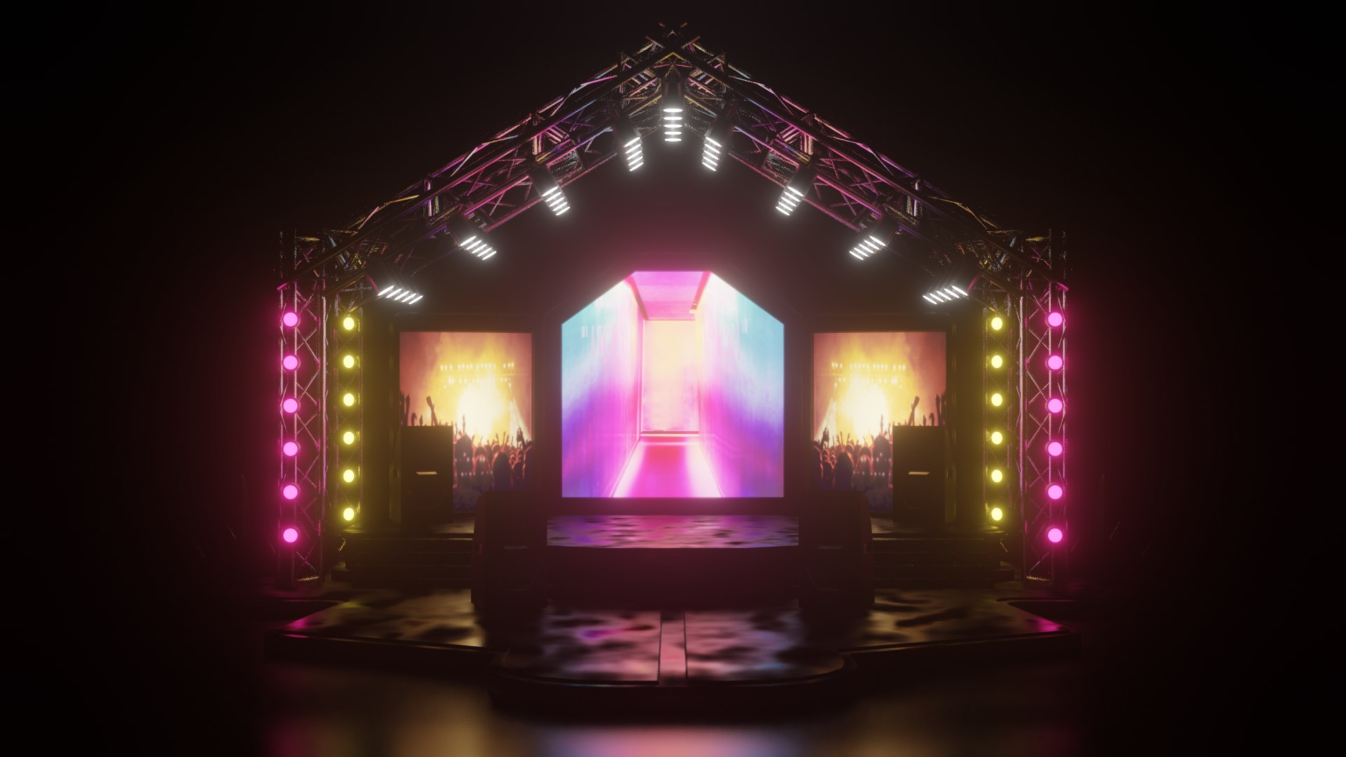 3D Entertainment Concert Event Stage 3D Model With Light Model ...
