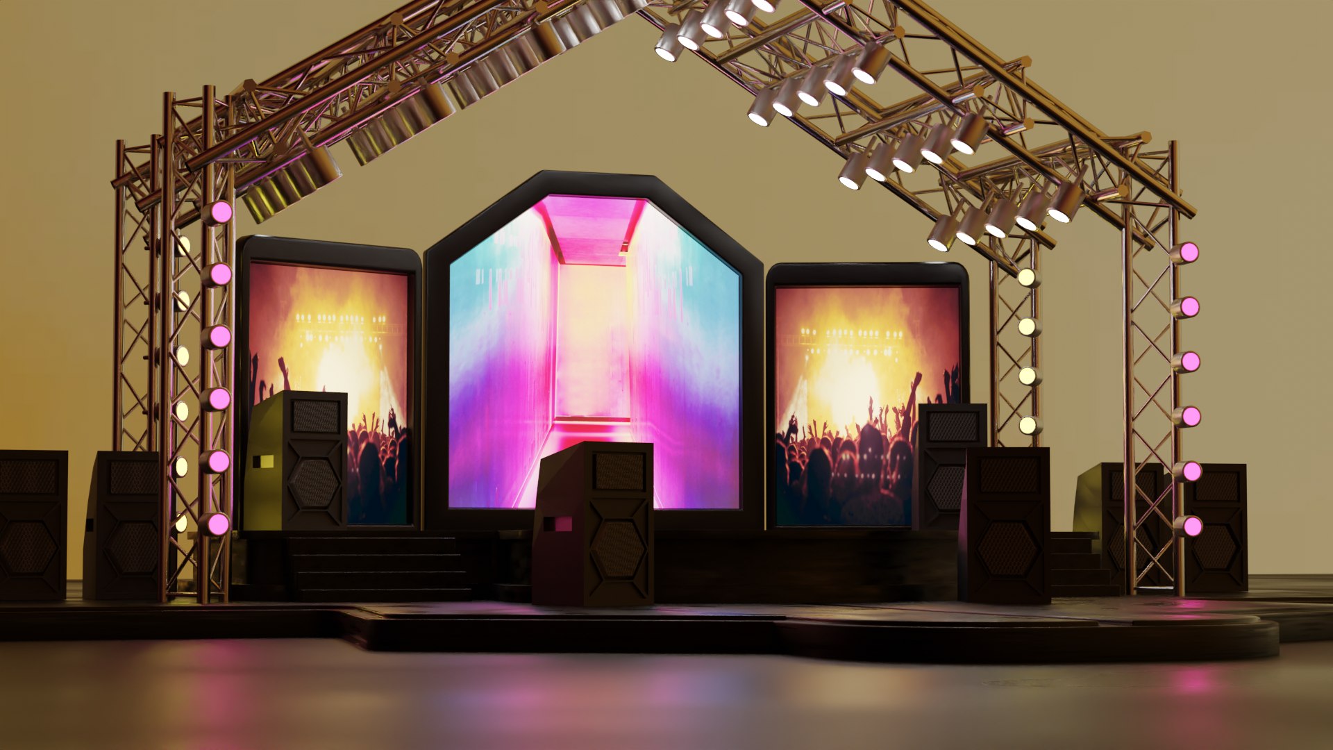 3D Entertainment Concert Event Stage 3D Model With Light Model ...