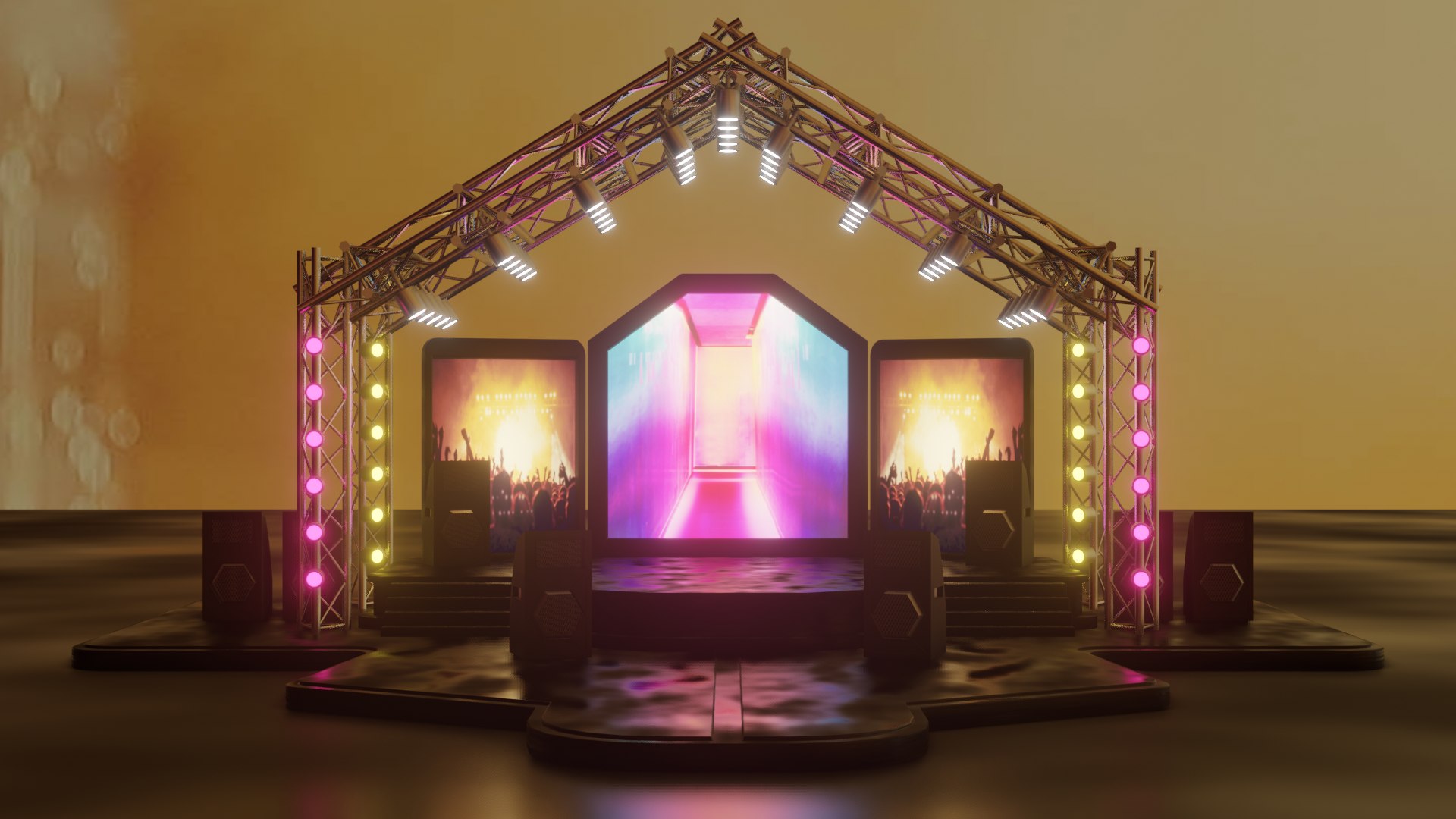 3D Entertainment Concert Event Stage 3D Model With Light Model ...