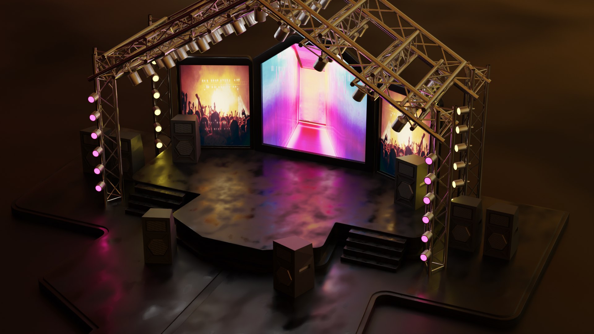 3D Entertainment Concert Event Stage 3D Model With Light Model ...