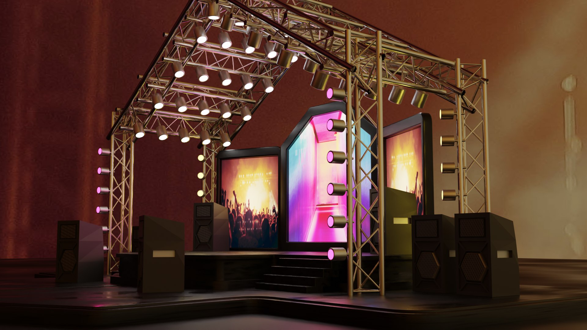 3D Entertainment Concert Event Stage 3D Model With Light Model ...