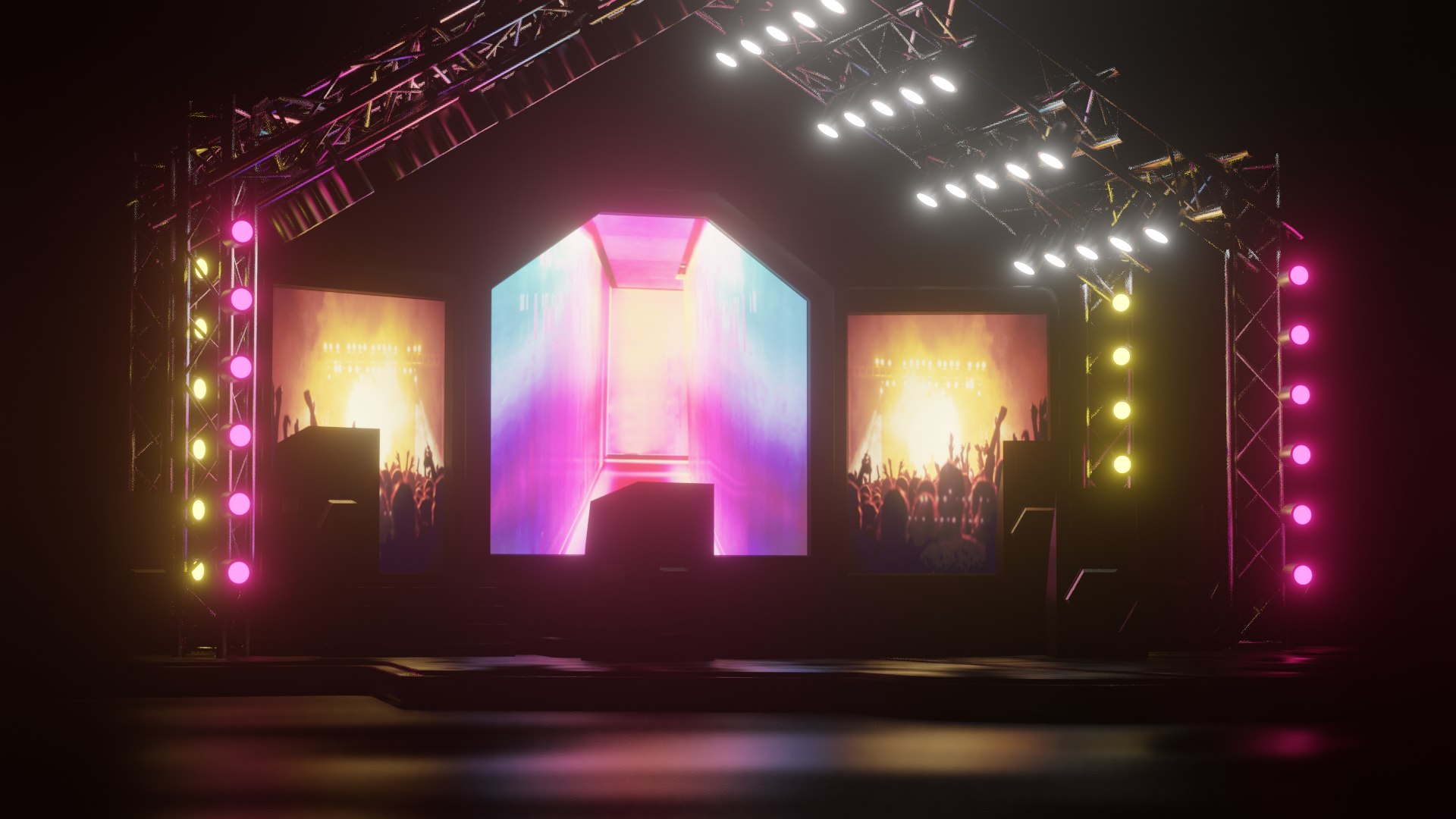 3D Entertainment Concert Event Stage 3D Model With Light Model ...