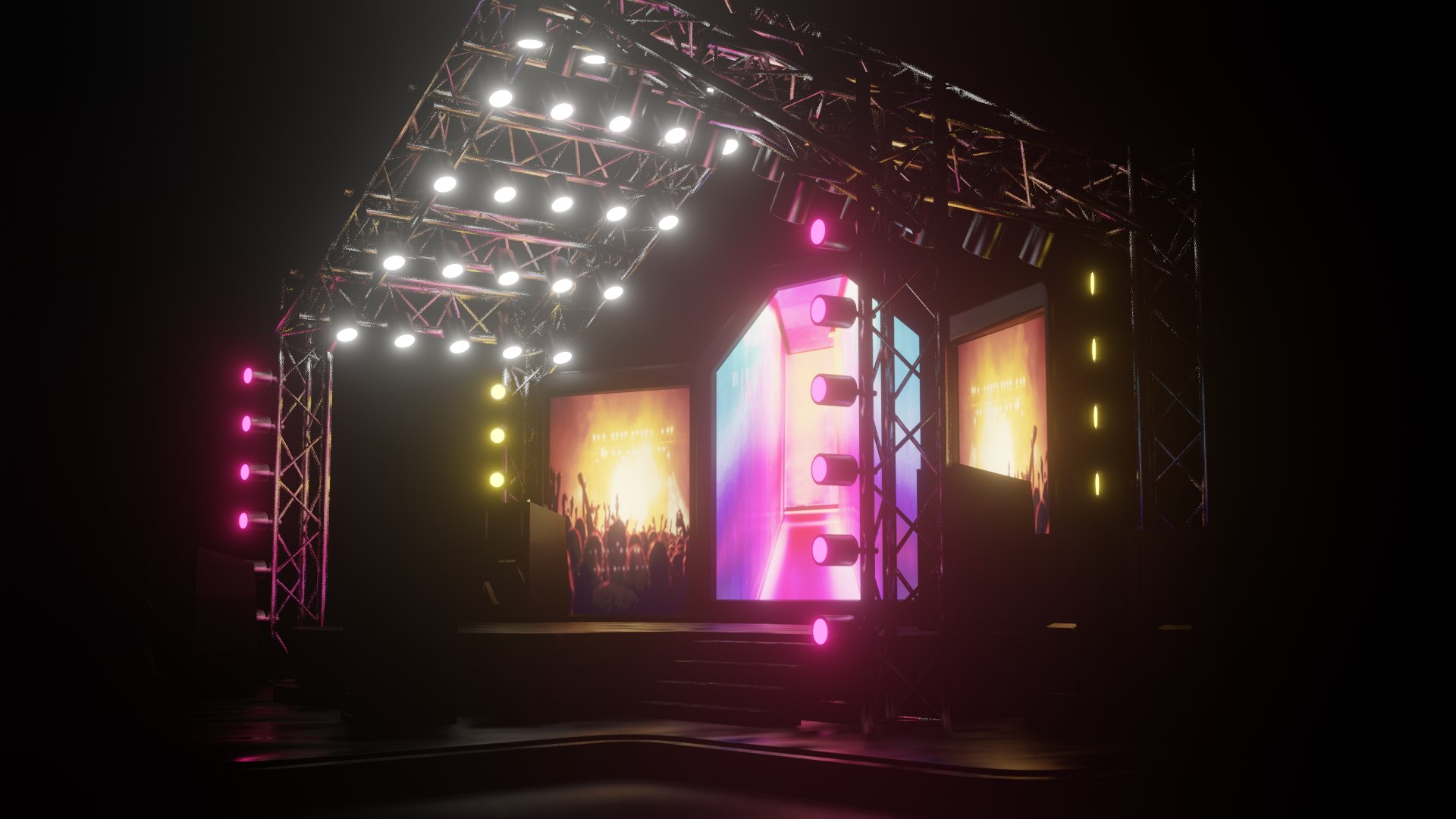 3D Entertainment Concert Event Stage 3D Model With Light Model ...