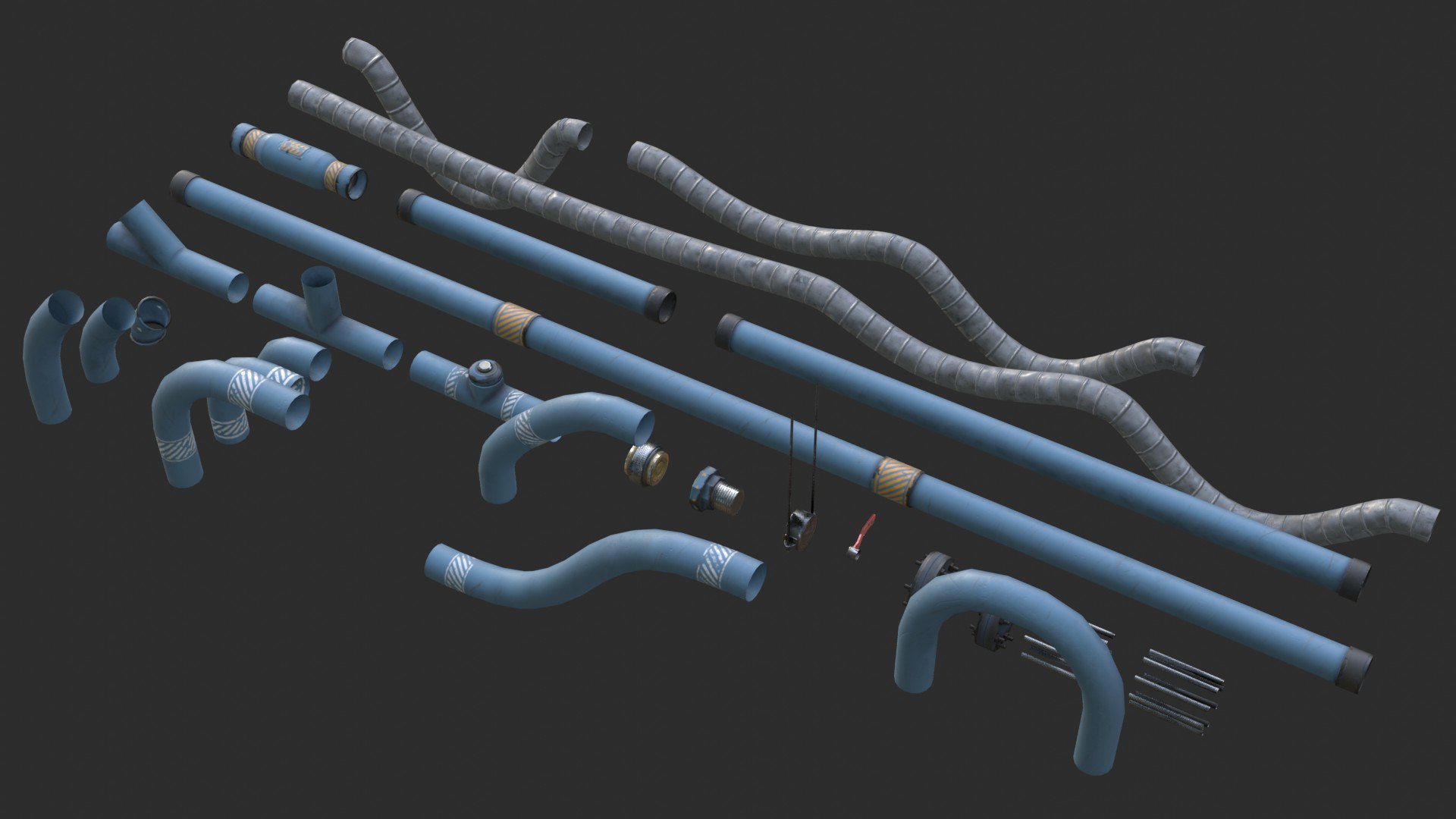 3D Pipes - Modular - TurboSquid 1647041
