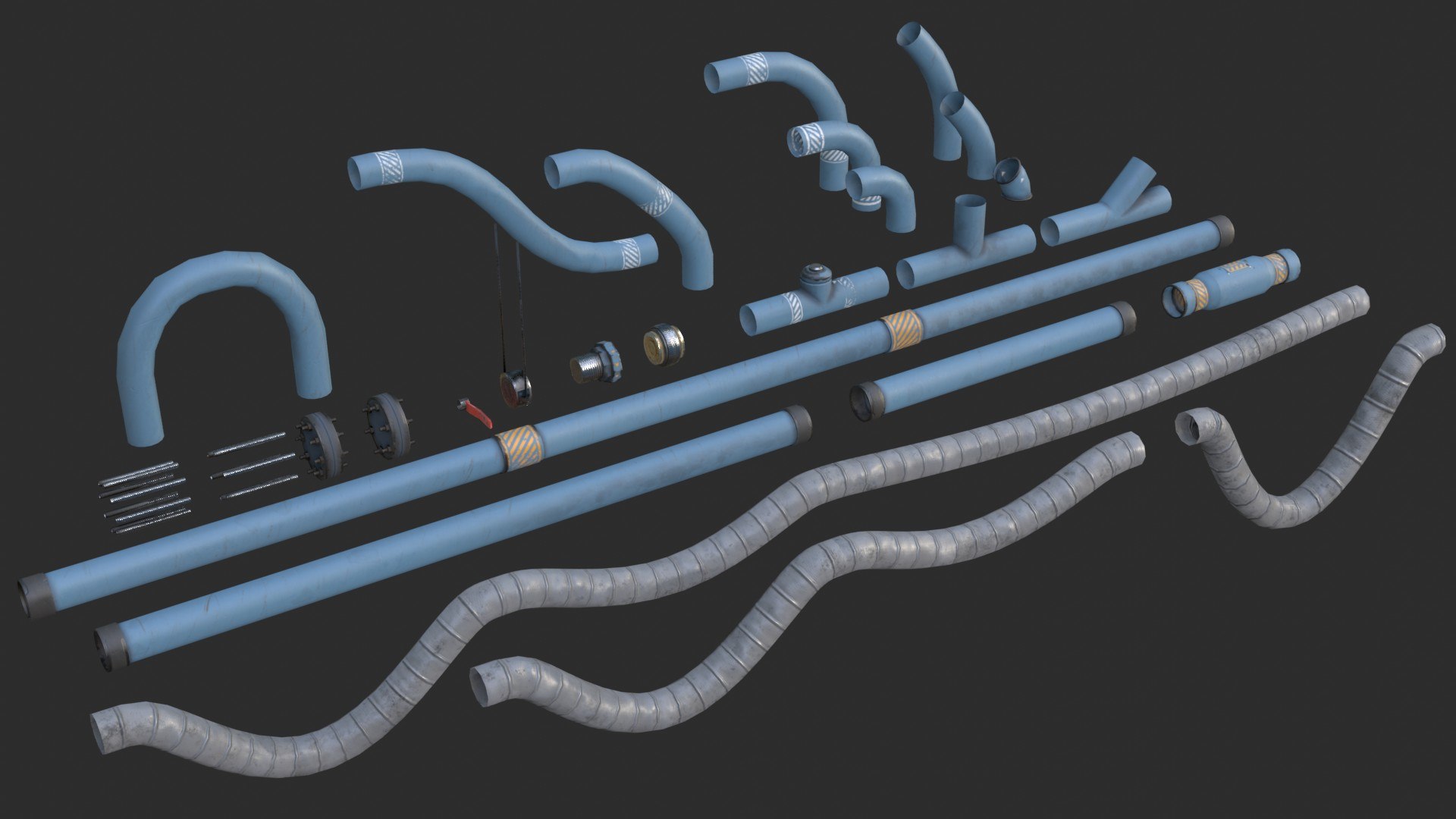 3D Pipes - Modular - TurboSquid 1647041