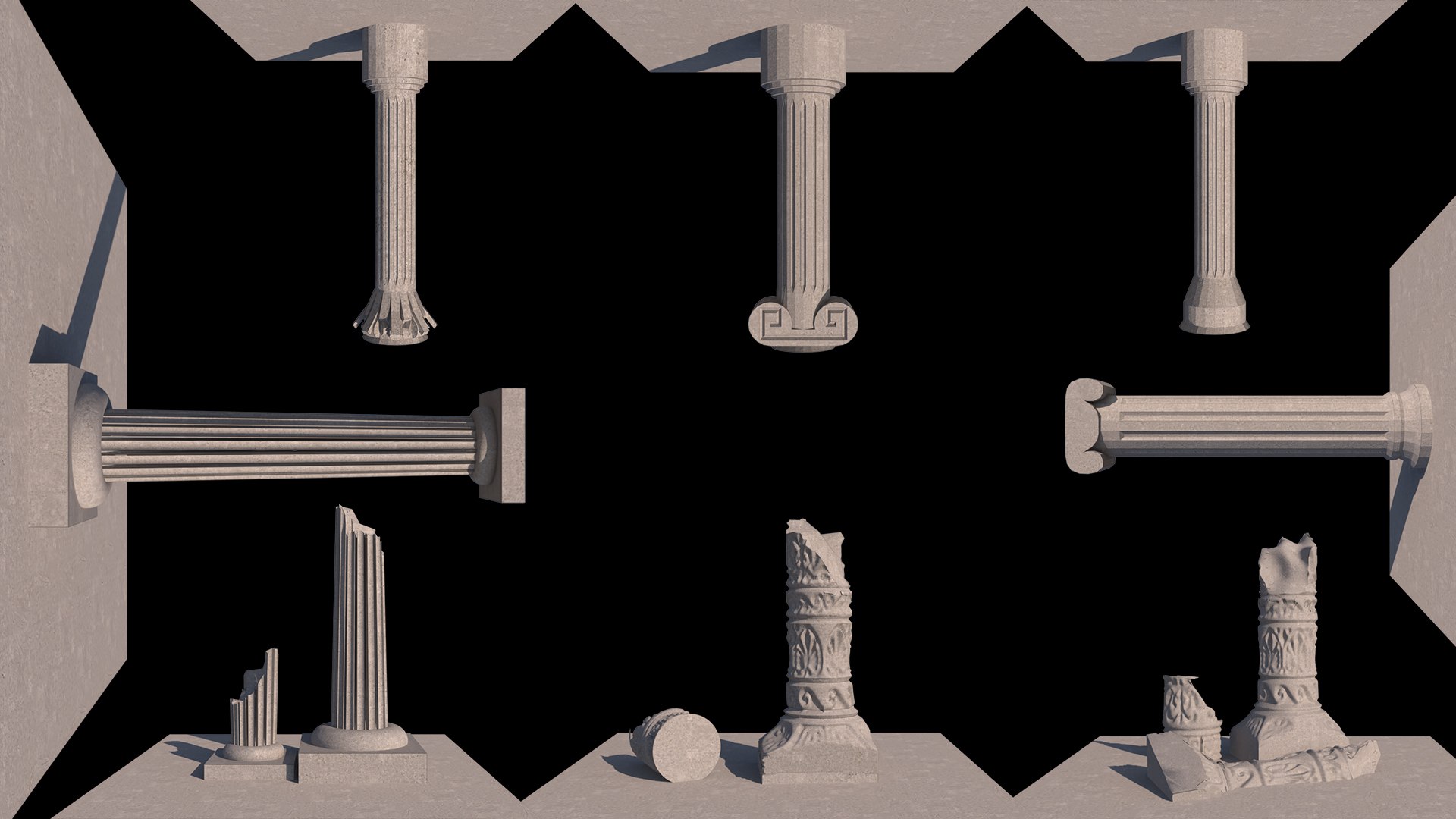 3D A Collection Of 17 Ancient Columns - TurboSquid 1986003