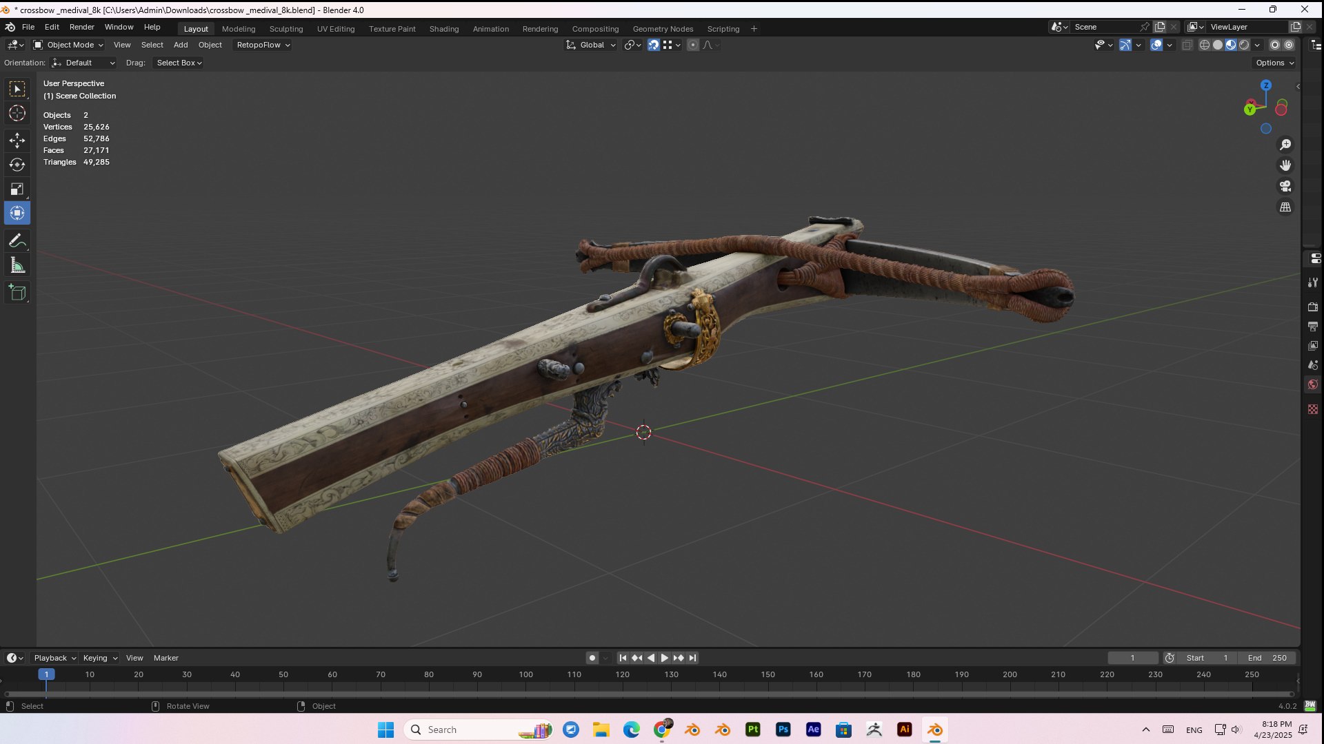 Realistic Medieval Crossbow 8k PBR Model - TurboSquid 2397473