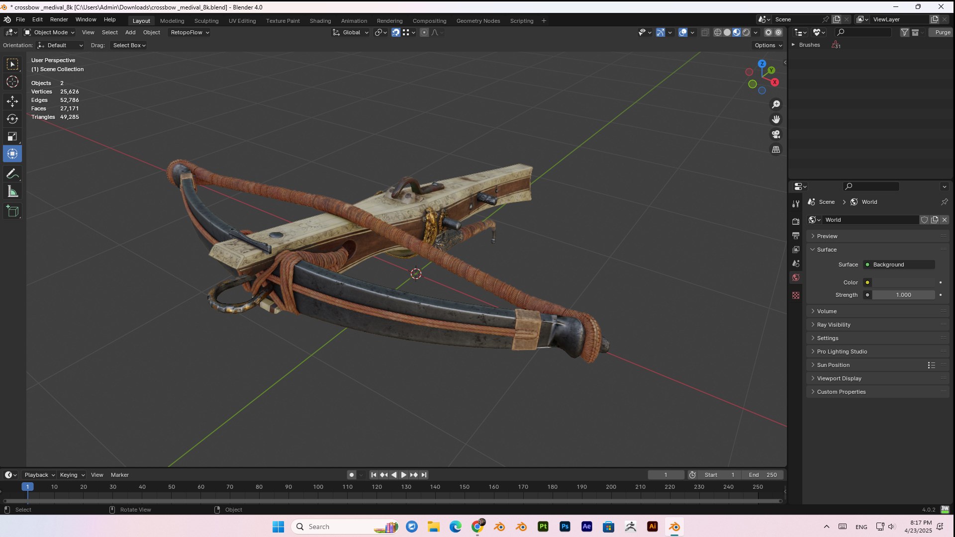 Realistic Medieval Crossbow 8k PBR Model - TurboSquid 2397473
