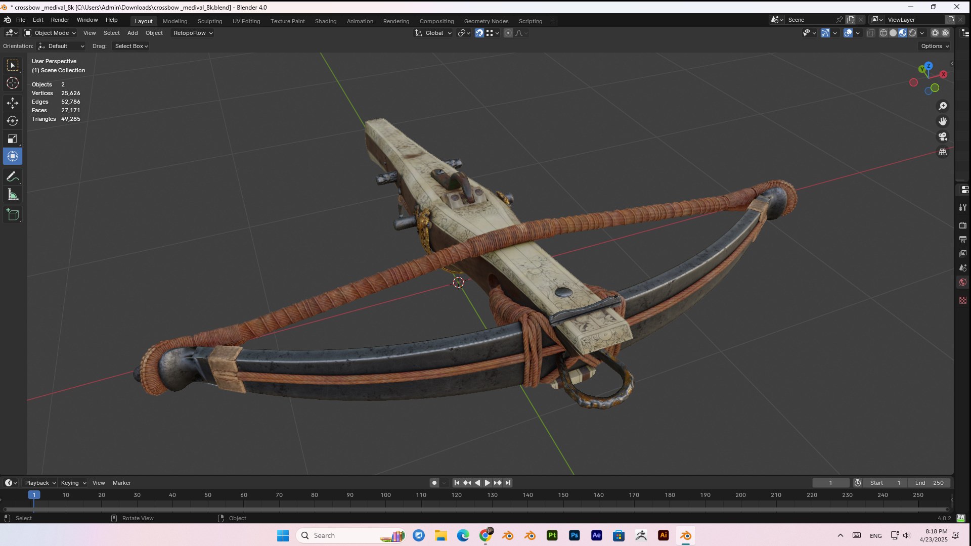 Realistic Medieval Crossbow 8k PBR Model - TurboSquid 2397473
