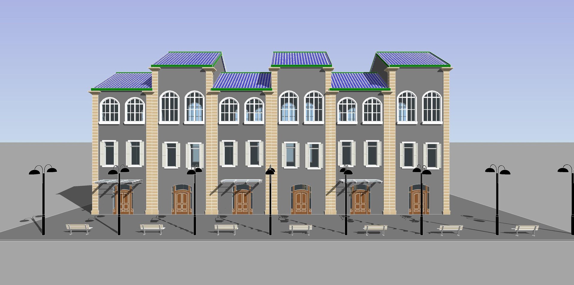 3D Vintage Row House By REVIT - TurboSquid 2103487