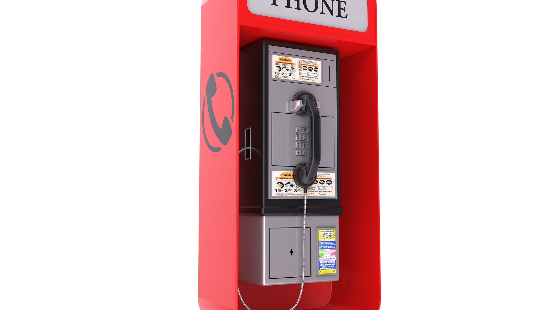 3D Pay Phone 2 - Red - TurboSquid 1920839