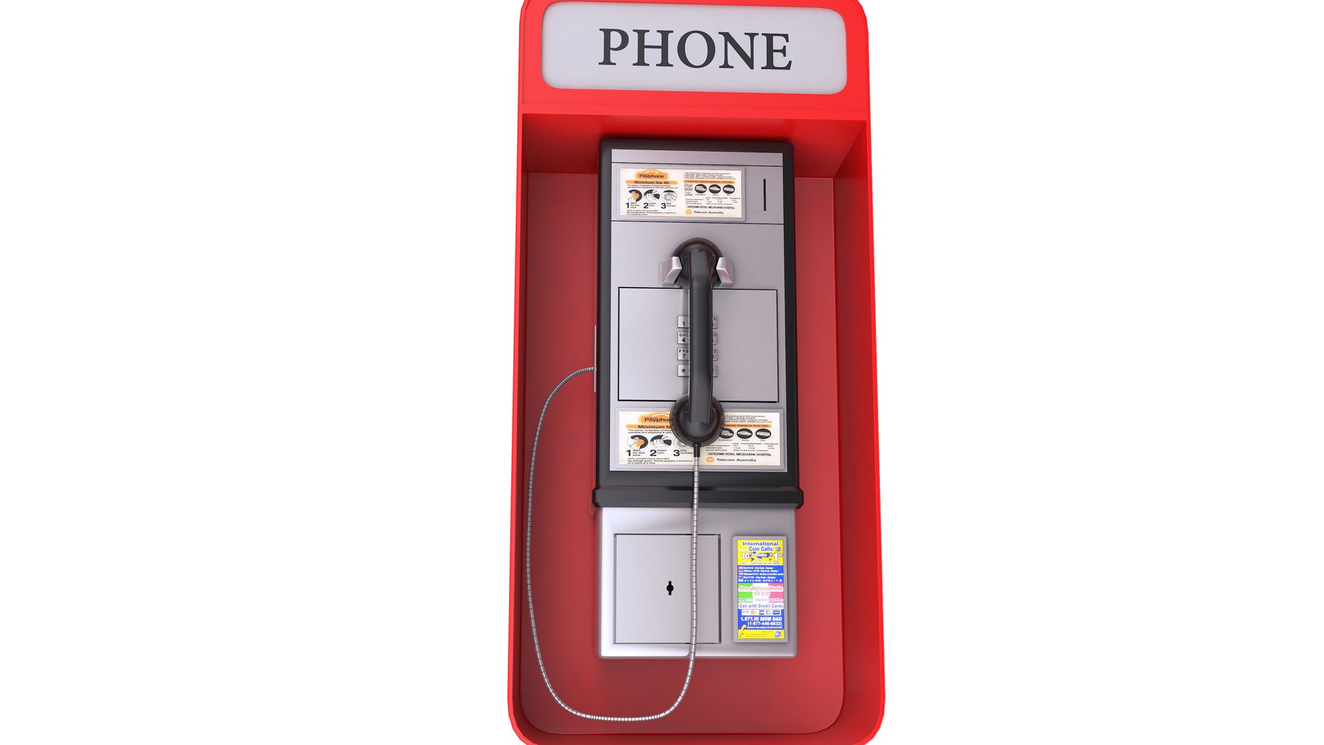 3D Pay Phone 2 - Red - TurboSquid 1920839
