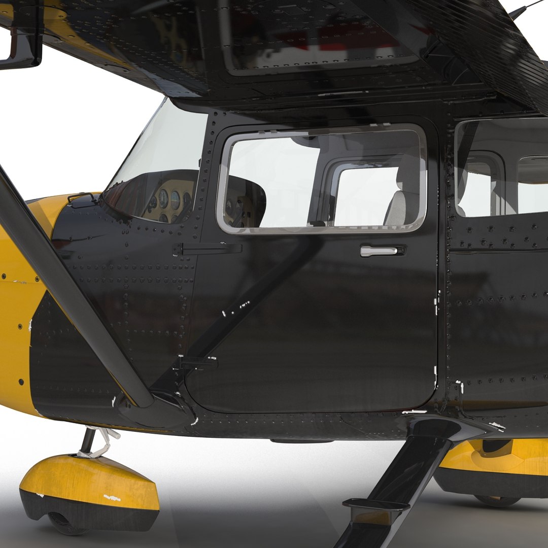 3d model of cessna 172 black rigged