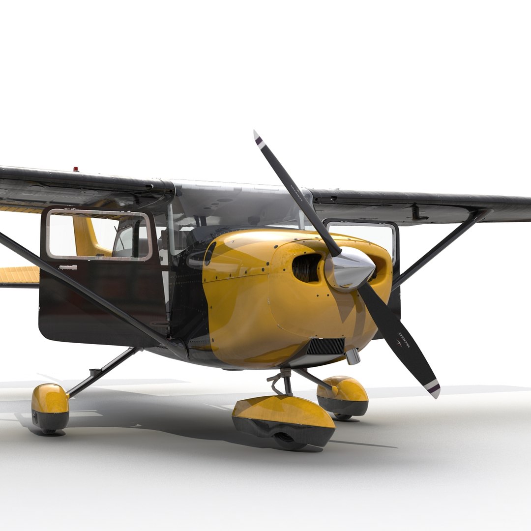 3d model of cessna 172 black rigged